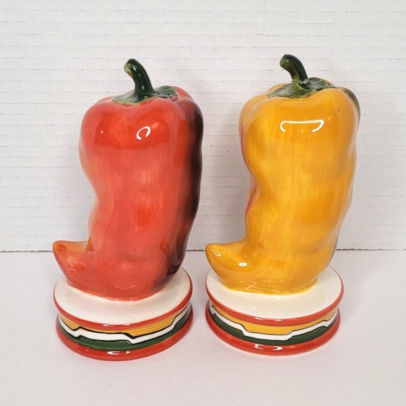 Dining | Colorful Chili Pepper Shaped Large Vintage Salt And Pepper ...